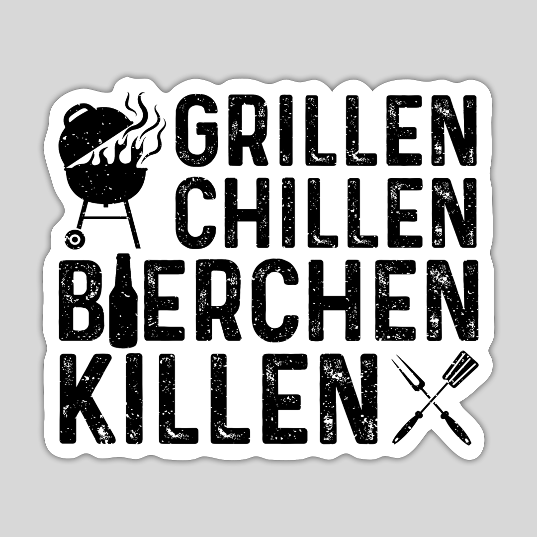 Grillen Chillen Bierchen Killen Sticker | DesignsByJnk5